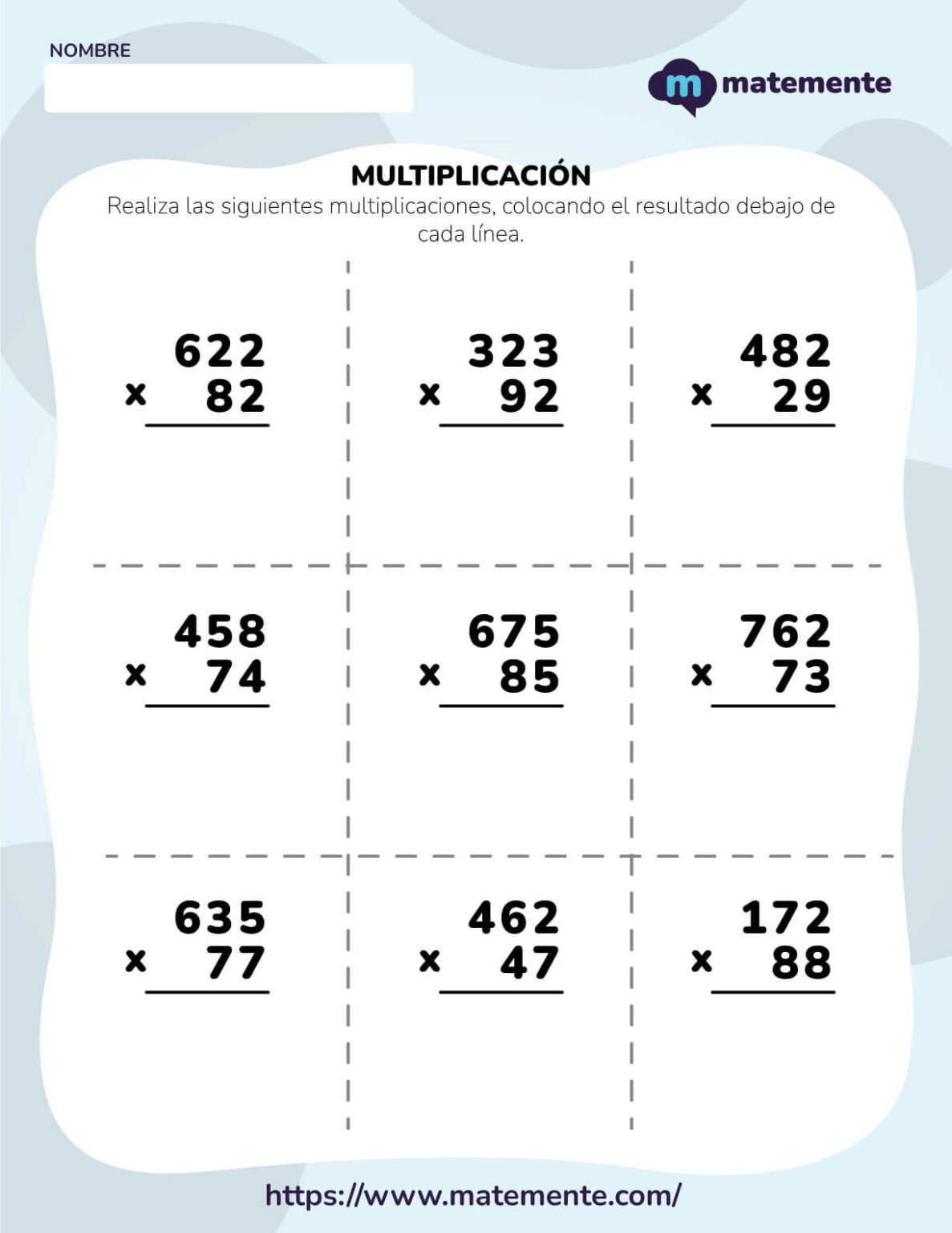 +90 Ejercicios de Multiplicación para resolver en PDF