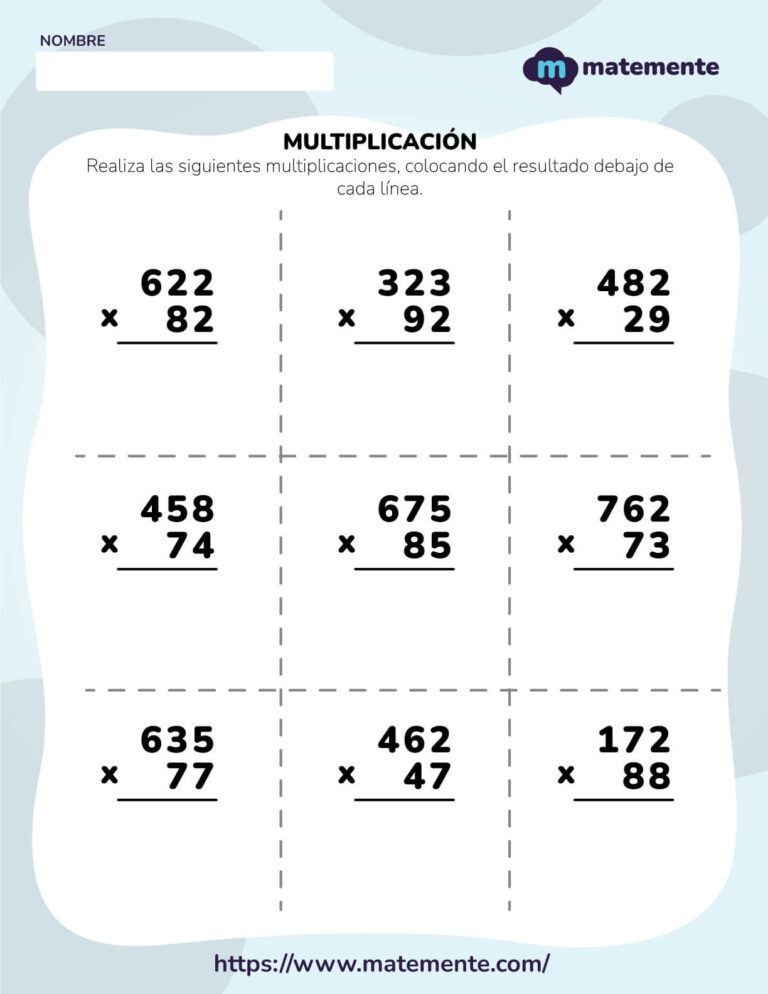 +90 Ejercicios de Multiplicación para resolver en PDF