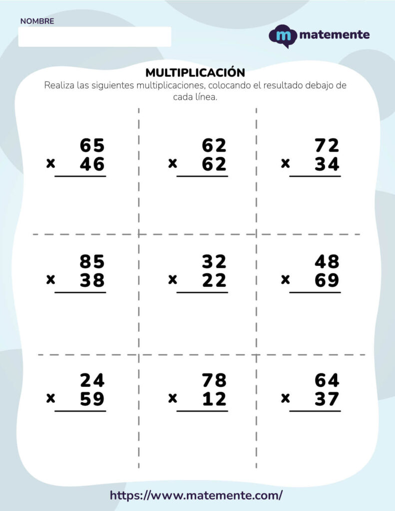 +90 Ejercicios de Multiplicación para resolver en PDF +90 Ejercicios de Multiplicación para resolver en PDF