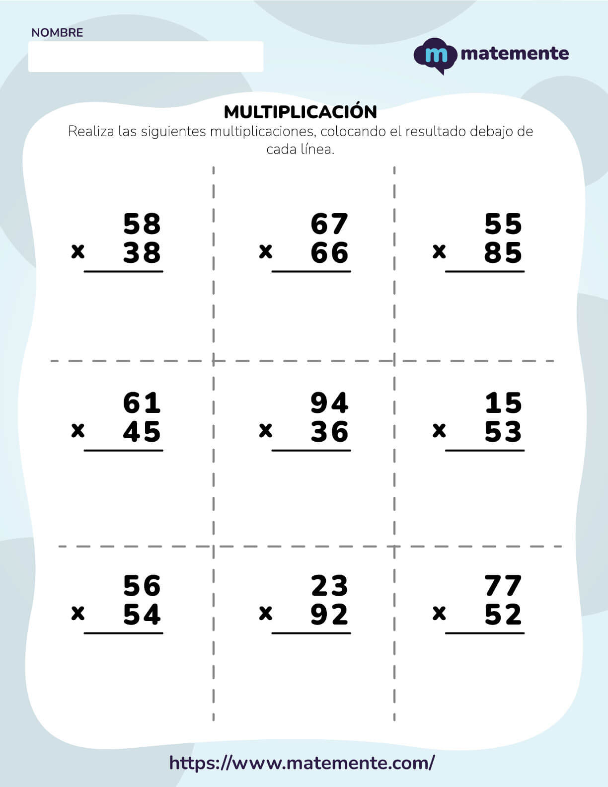 +90 Ejercicios de Multiplicación para resolver en PDF +90 Ejercicios de Multiplicación para resolver en PDF