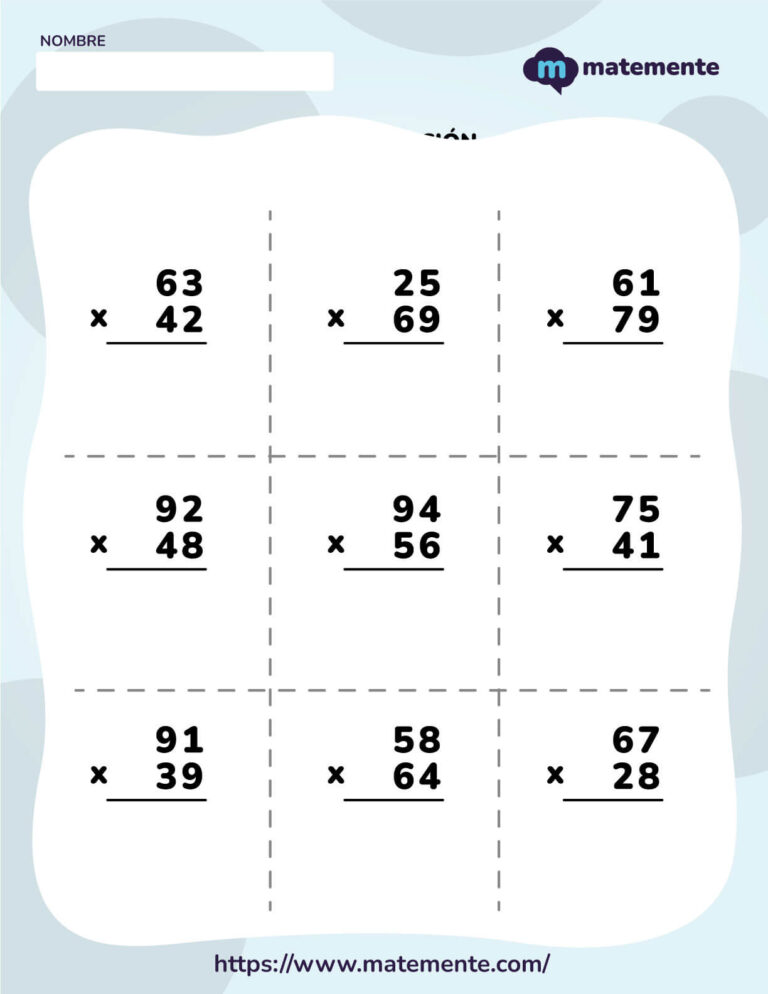 +90 Ejercicios de Multiplicación para resolver en PDF