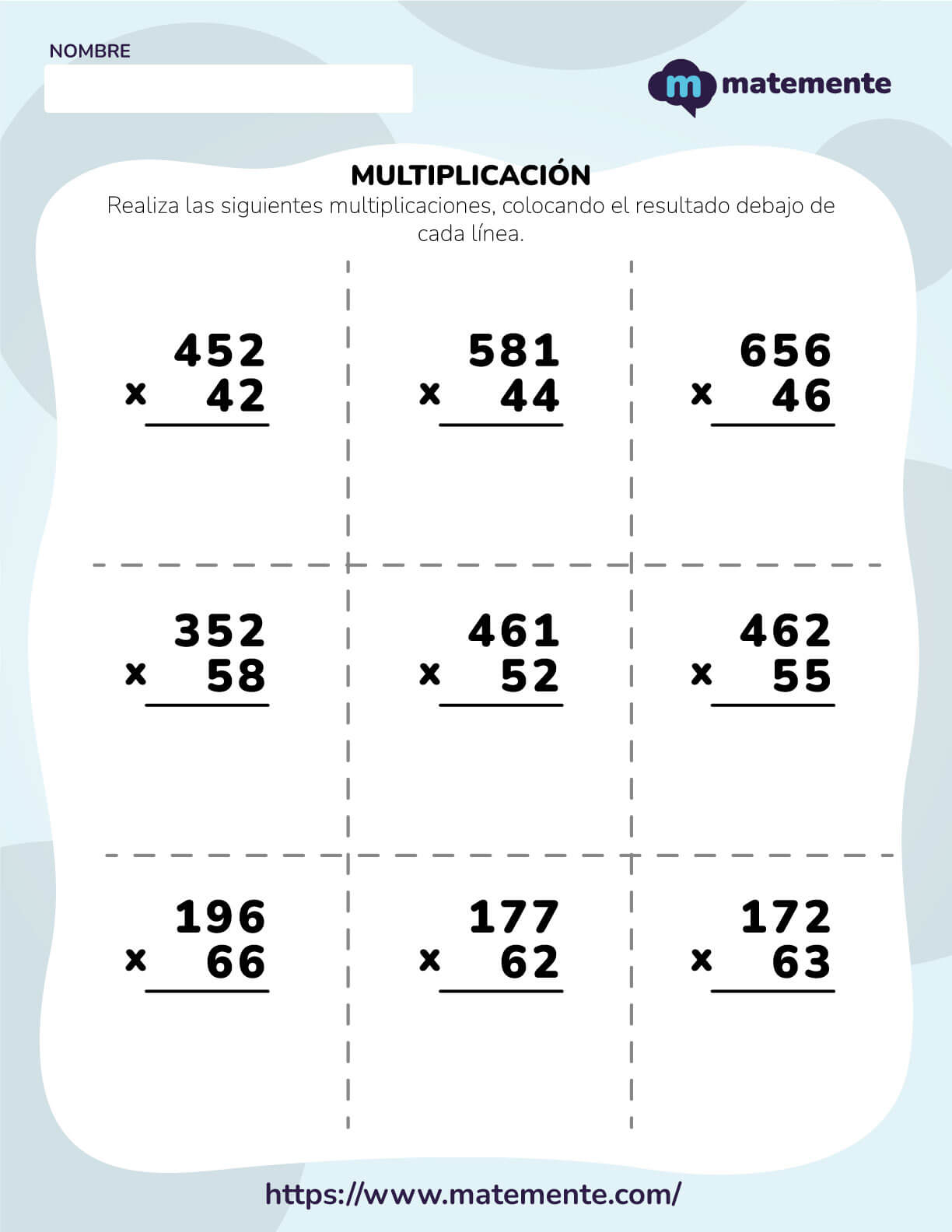 +90 Ejercicios de Multiplicación para resolver en PDF +90 Ejercicios de Multiplicación para resolver en PDF
