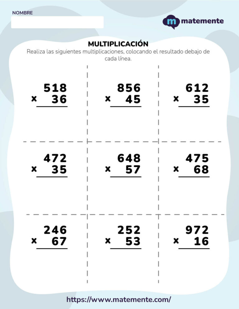 +90 Ejercicios de Multiplicación para resolver en PDF +90 Ejercicios de Multiplicación para resolver en PDF