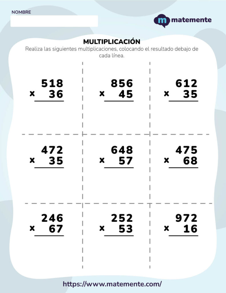+90 Ejercicios de Multiplicación para resolver en PDF +90 Ejercicios de Multiplicación para resolver en PDF