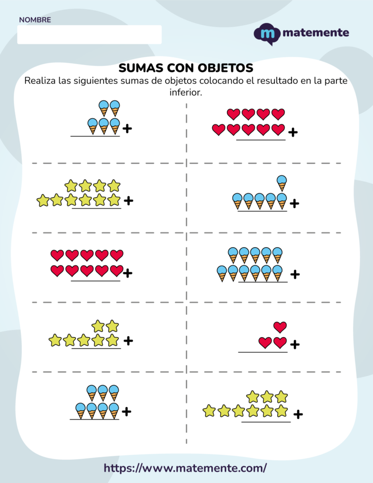 Ejercicios de suma de objetos para niños ¡Primer Grado!