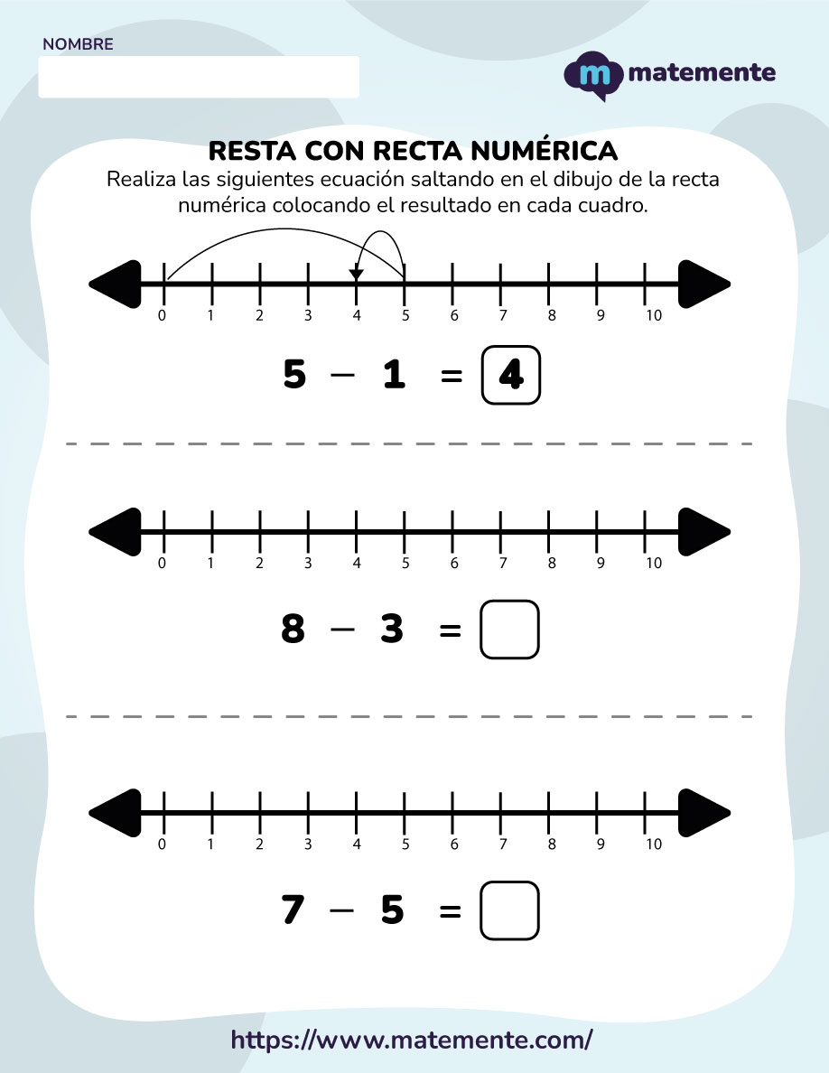 9 Ejercicios de Resta con recta numérica ¡Descárgalos ahora!
