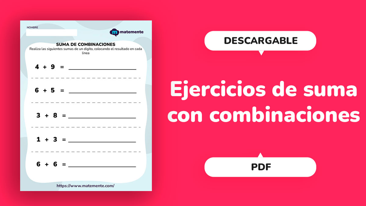 15 Ejercicios de suma con combinaciones - PDF