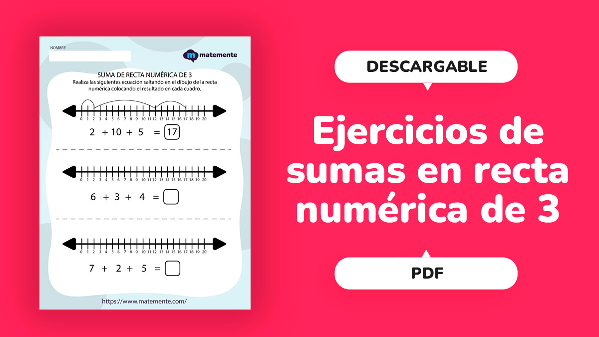 9 Ejercicios de sumas en recta numérica de 3